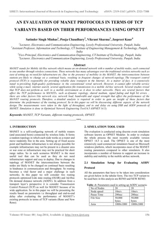 An evaluation of manet protocols in terms of tcp variants based on thier performances using ...