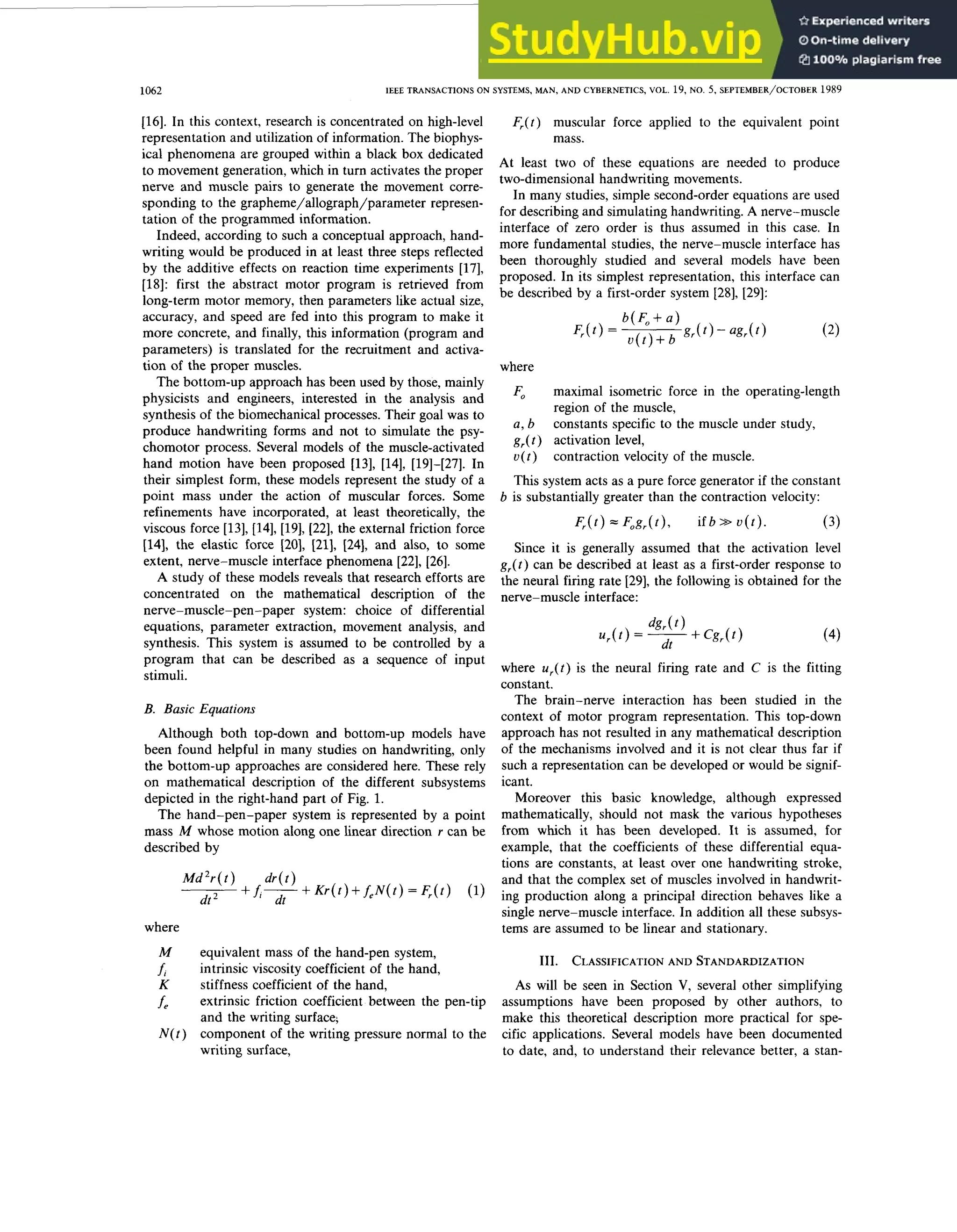 An Evaluation Of Motor Models Of Handwriting | PDF