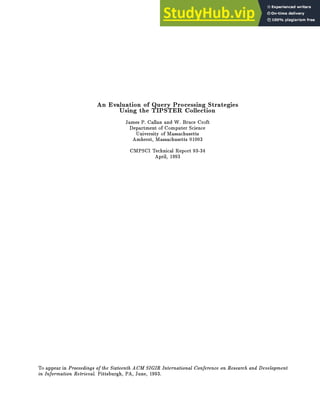 An Evaluation Of Query Processing Strategies Using The TIPSTER Collection | PDF | Search | Internet