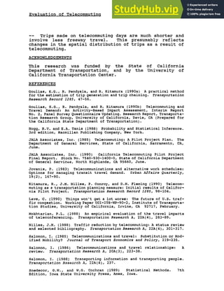 An Evaluation Of Telecommuting As A Trip Reduction Measure | PDF