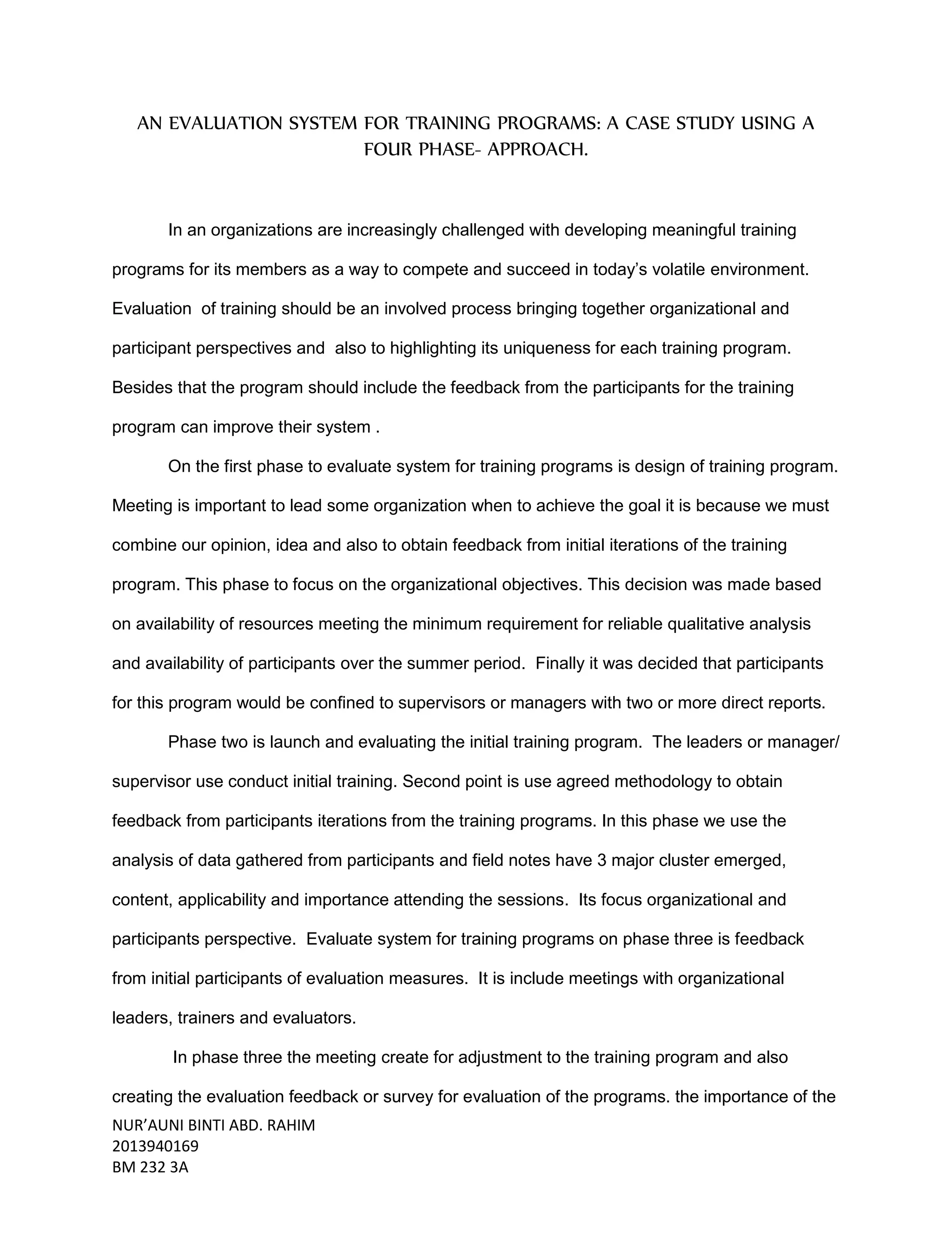 An evaluation system for training programs | DOCX