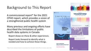 An Evidence Informed Vision for a Public Health Data System in Canada | PDF