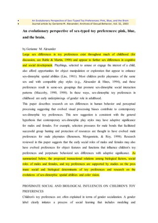 An evolutionary perspective of sex typed toy preferences | DOC