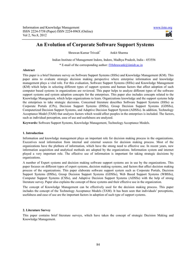 An evolution of corporate software support systems | PDF