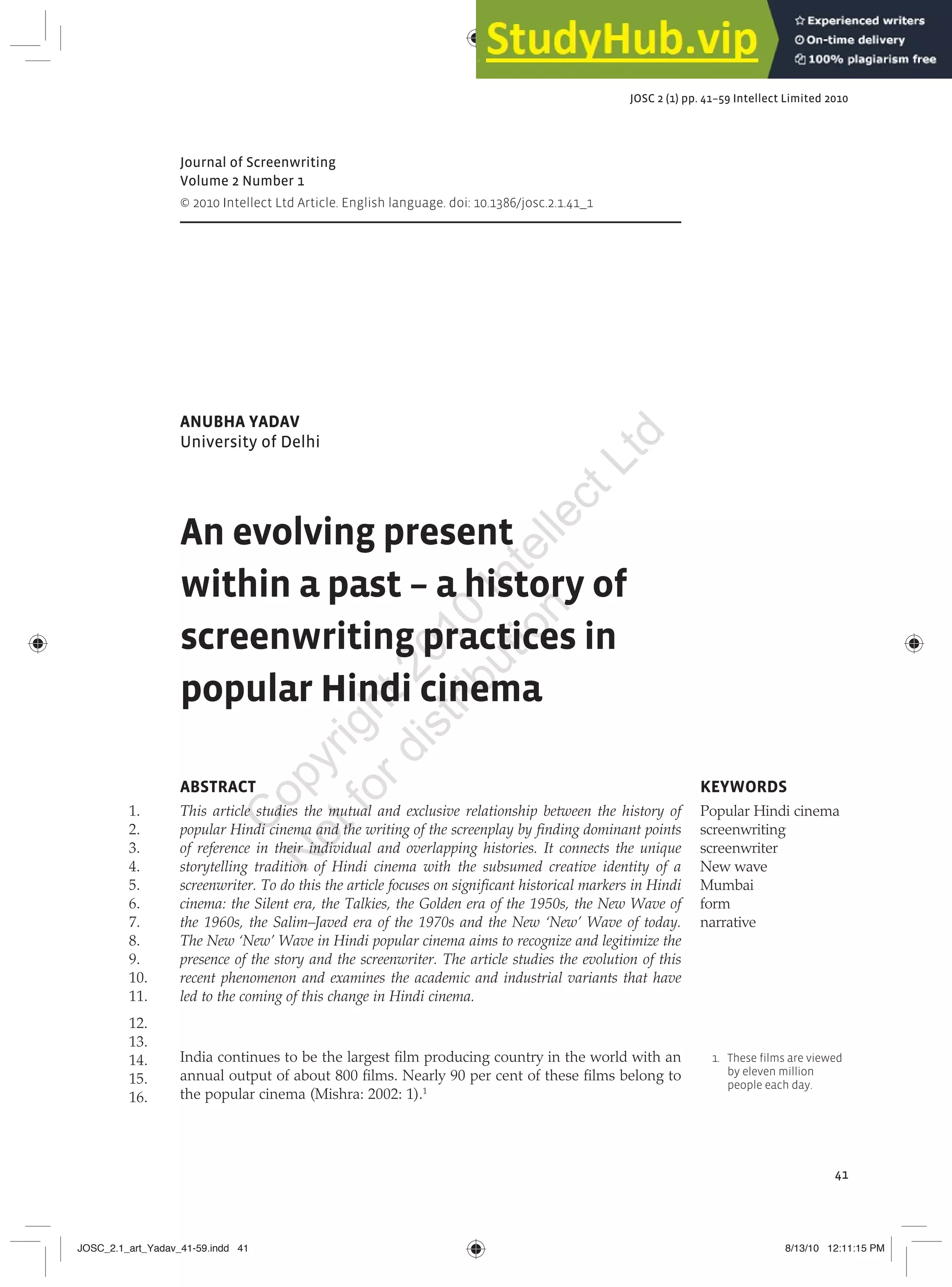 An Evolving Present Within A Past History Of Screenwriting Practice In ...