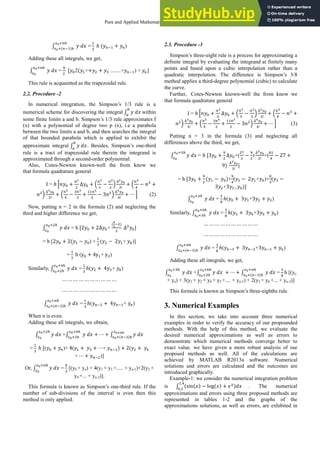 A New Analysis Of Approximate Solutions For Numerical Integration ...