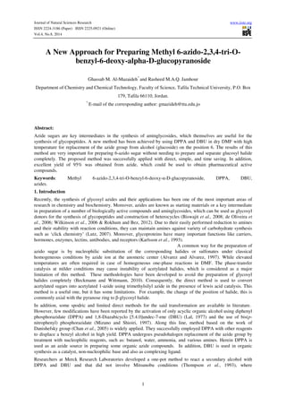 A new approach for preparing methyl 6 azido-2,3,4-tri-o | PDF