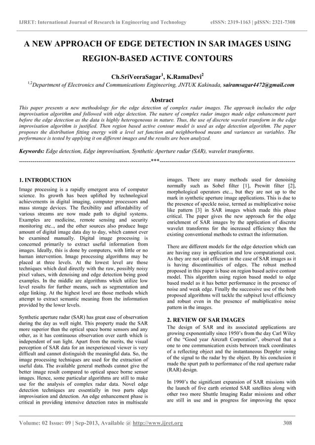 A New Approach Of Edge Detection In Sar Images Using Region Based Active Contours Pdf