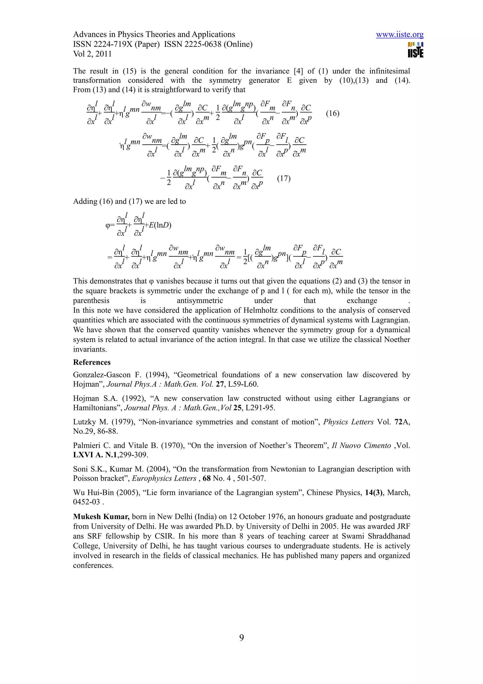 A new approach to constants of the motion and the helmholtz conditions ...