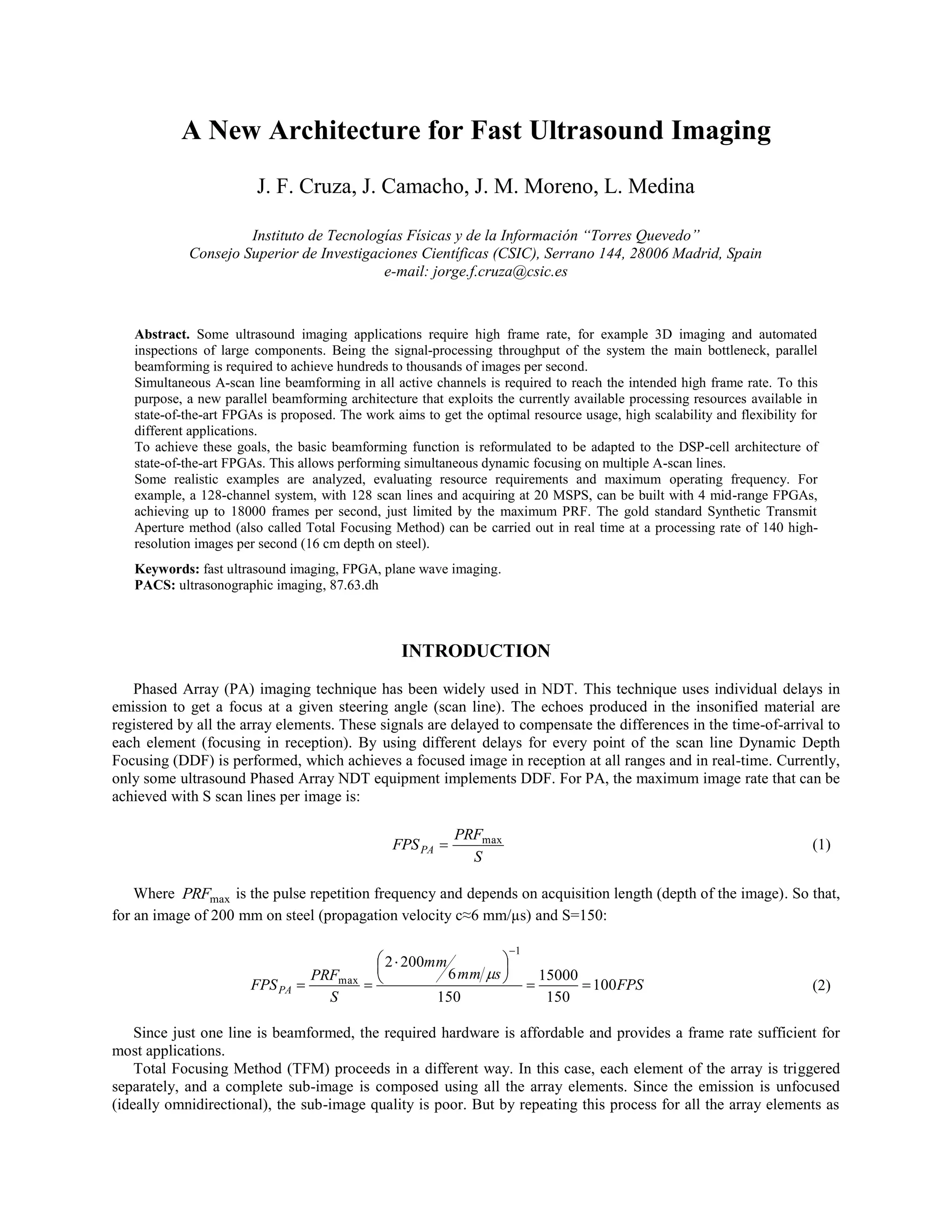 A new architecture for fast ultrasound imaging | PDF