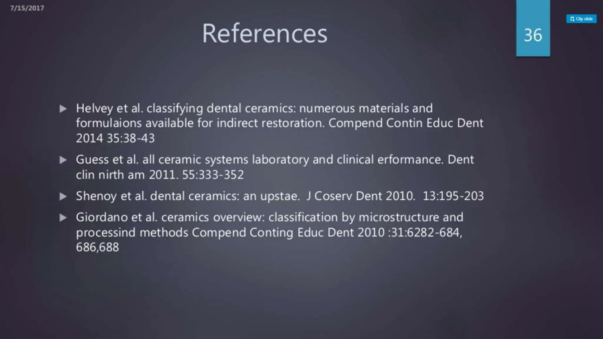 A new classification system for all ceramic and ceramic like ...