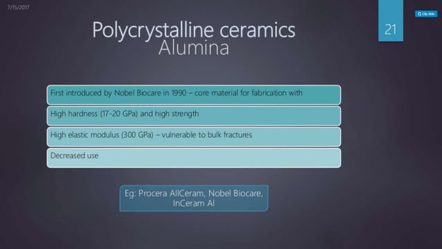 A new classification system for all ceramic and ceramic like ...