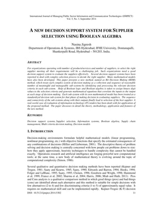 Decision support systems, Supplier selection, Information systems ...