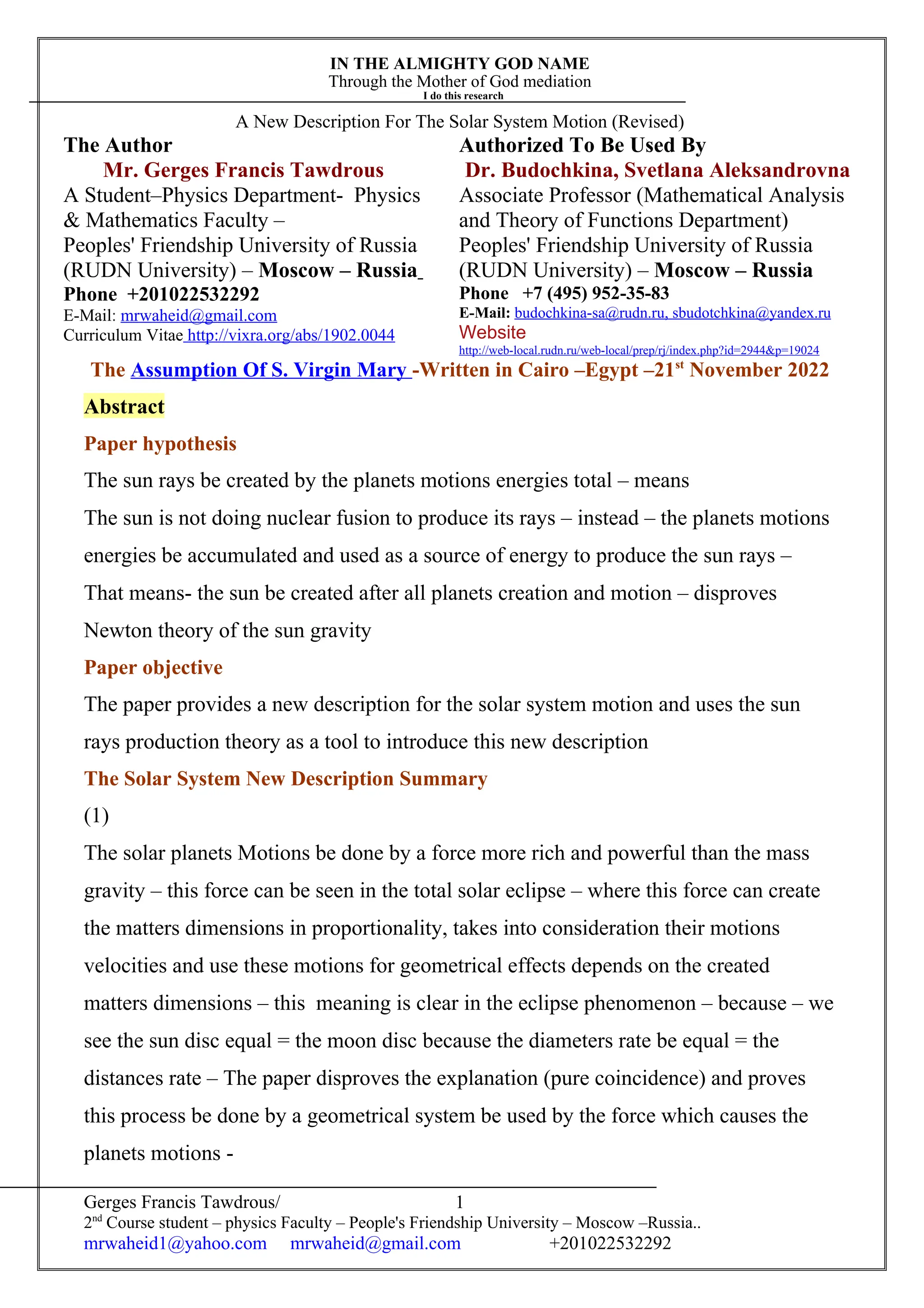 A New Description For The Solar System Motion (Revised).doc