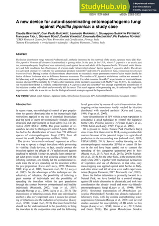 A New Device For Auto-Disseminating Entomopathogenic Fungi Against Popillia Japonica A Study ...