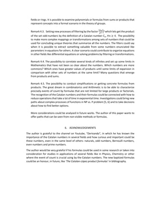 Product analysis formulas: The catalan numbers and its relation with ...