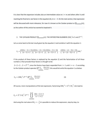 Product analysis formulas: The catalan numbers and its relation with the product of odd numbers ...