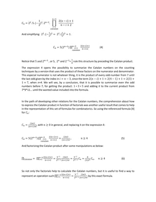 Product analysis formulas: The catalan numbers and its relation with the product of odd numbers ...