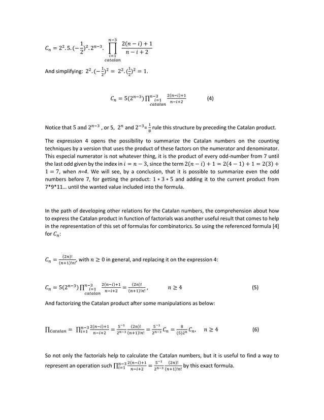 Product analysis formulas: The catalan numbers and its relation with the product of odd numbers ...