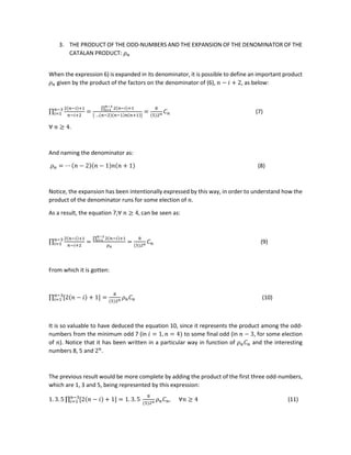 Product analysis formulas: The catalan numbers and its relation with ...