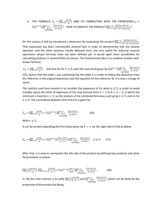 Product analysis formulas: The catalan numbers and its relation with the product of odd numbers ...