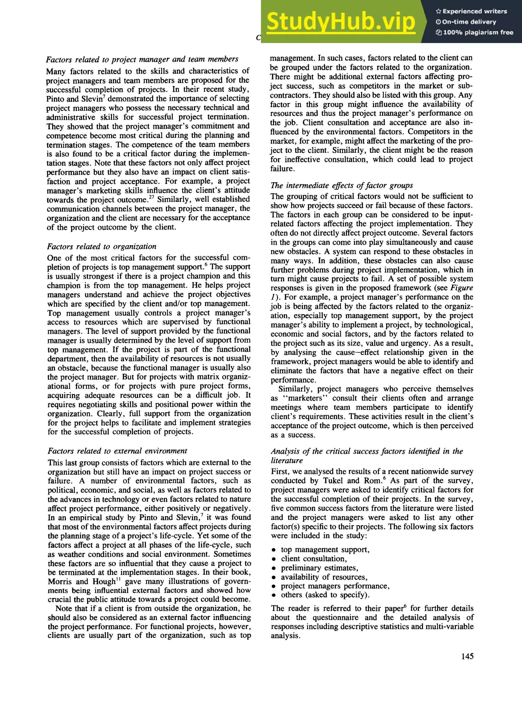 A New Framework For Determining Critical Success Failure Factors In Projects | PDF