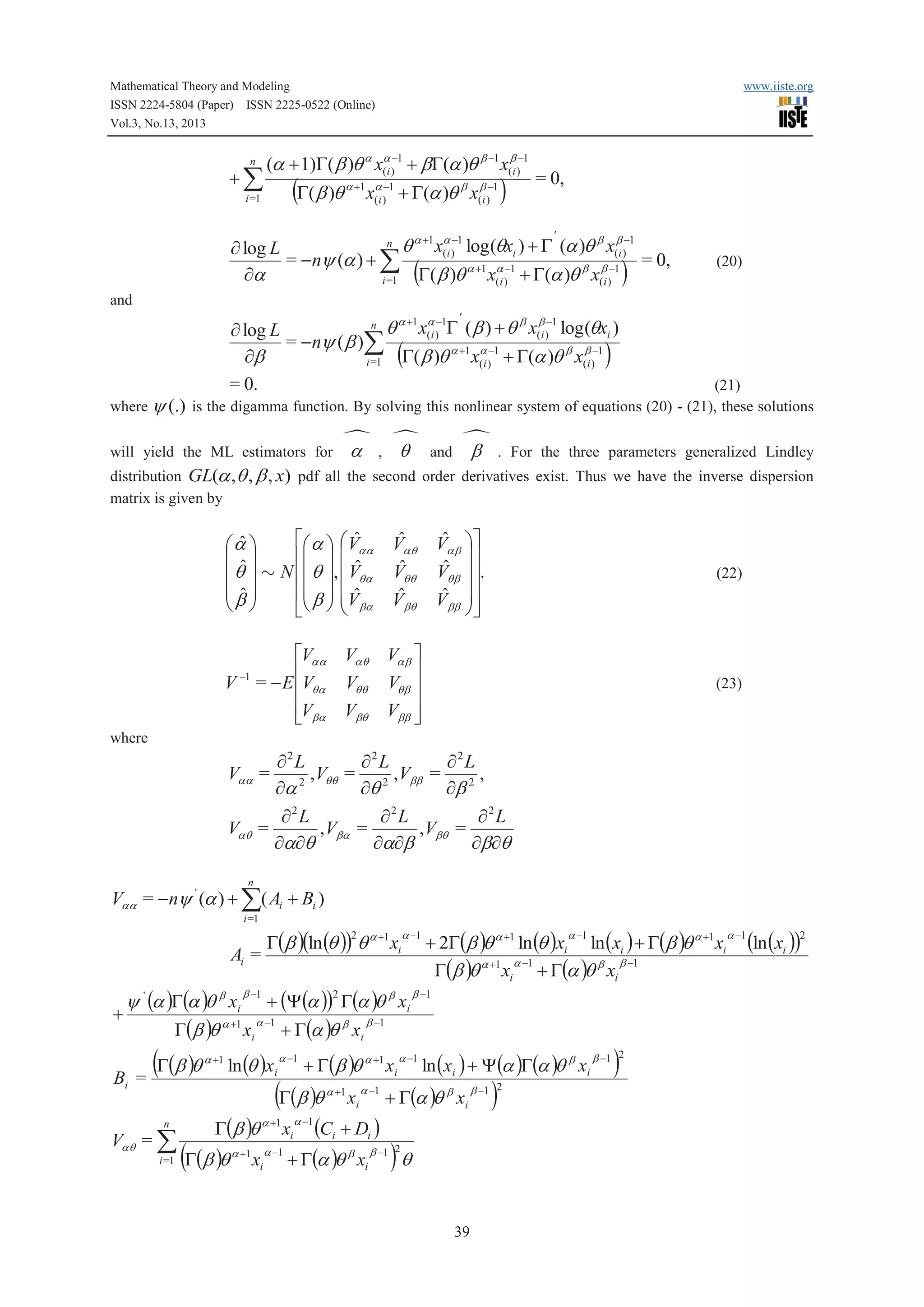 A New Generalized Lindley Distribution Pdf
