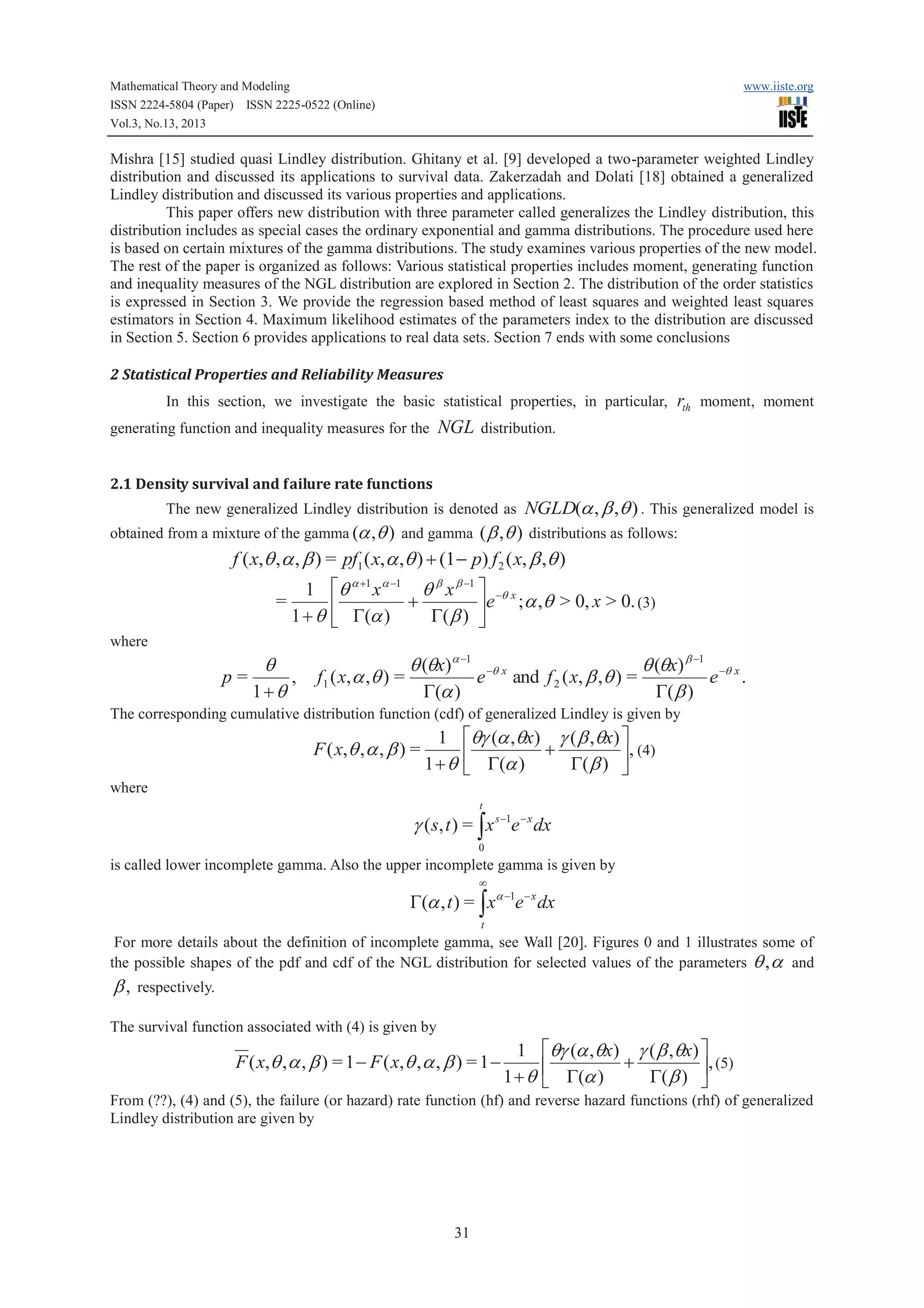 A New Generalized Lindley Distribution Pdf