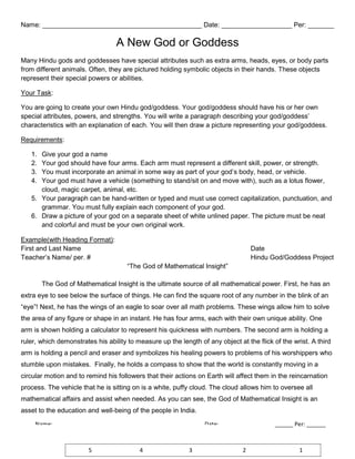 A new god or goddess project | DOCX