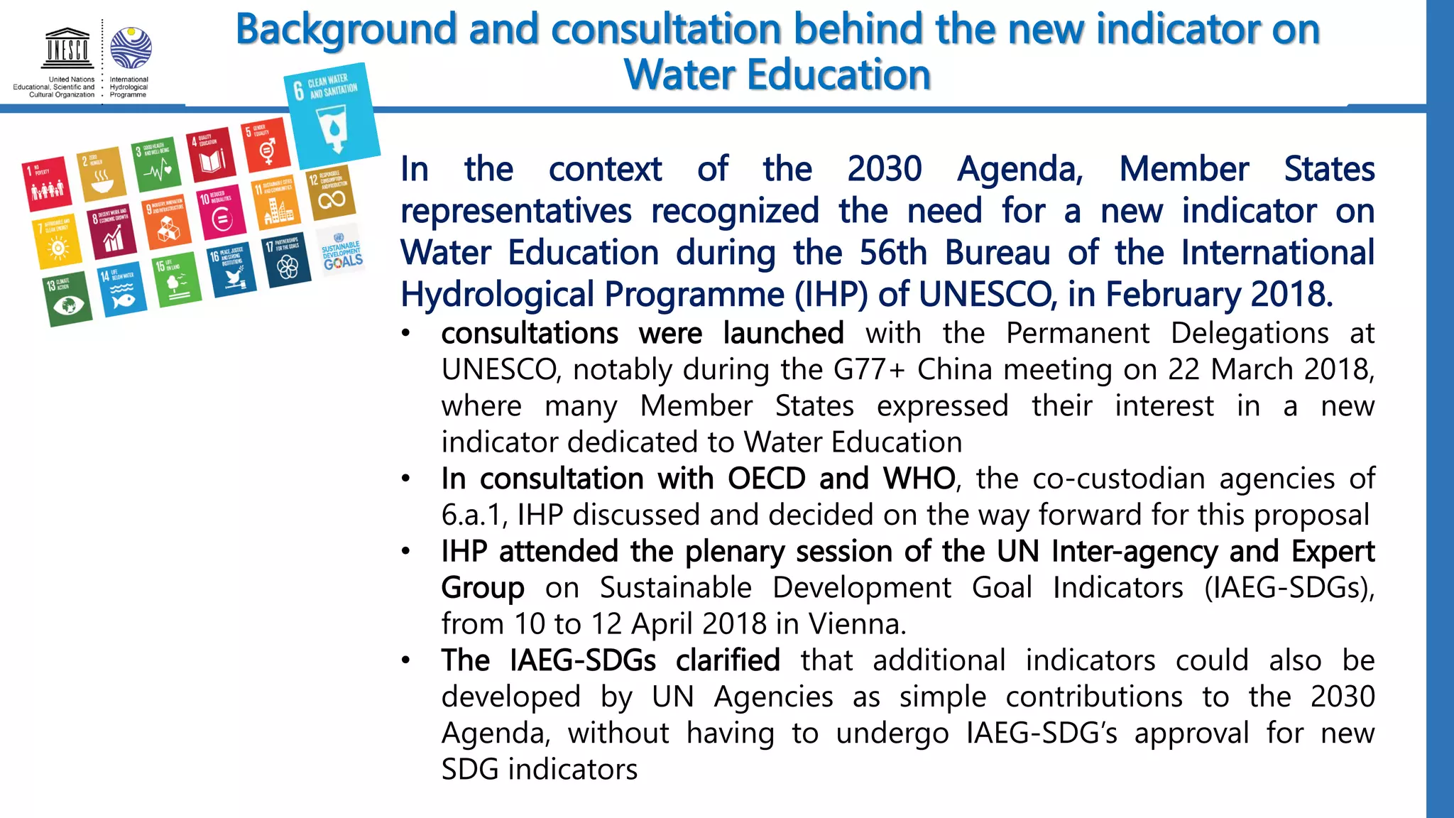 A New Indicator for Water Education under the SDGs, UNESCO-IHP | PDF
