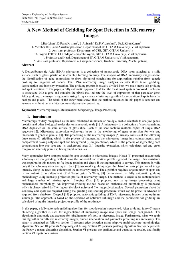 A new method of gridding for spot detection in microarray images | PDF