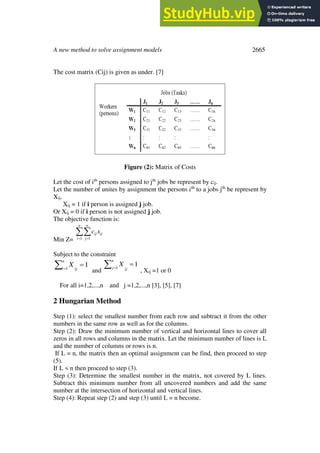 A New Method To Solve Assignment Models | PDF