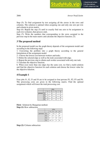 A New Method To Solve Assignment Models | PDF