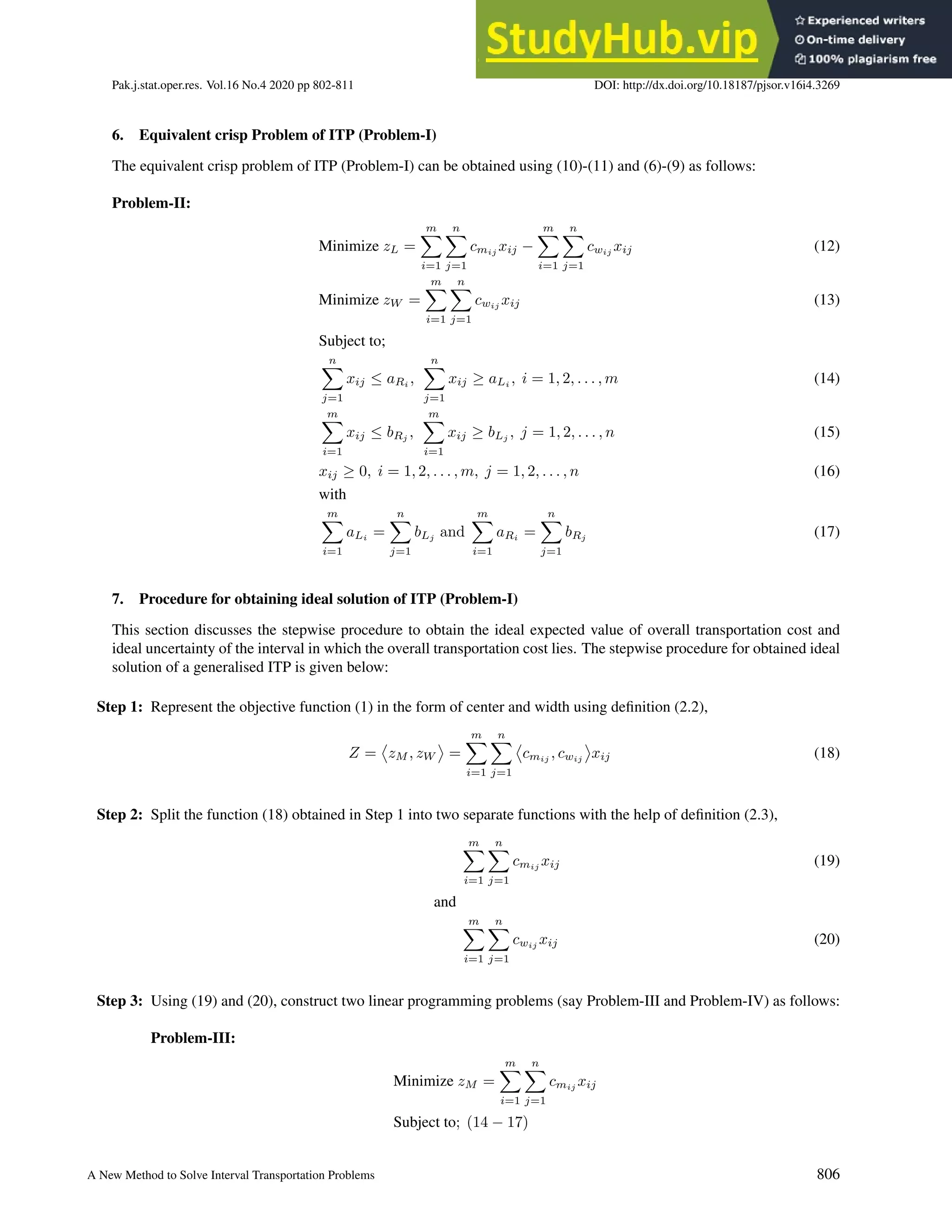 A New Method To Solve Interval Transportation Problems | PDF