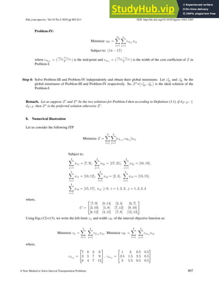 A New Method To Solve Interval Transportation Problems | PDF