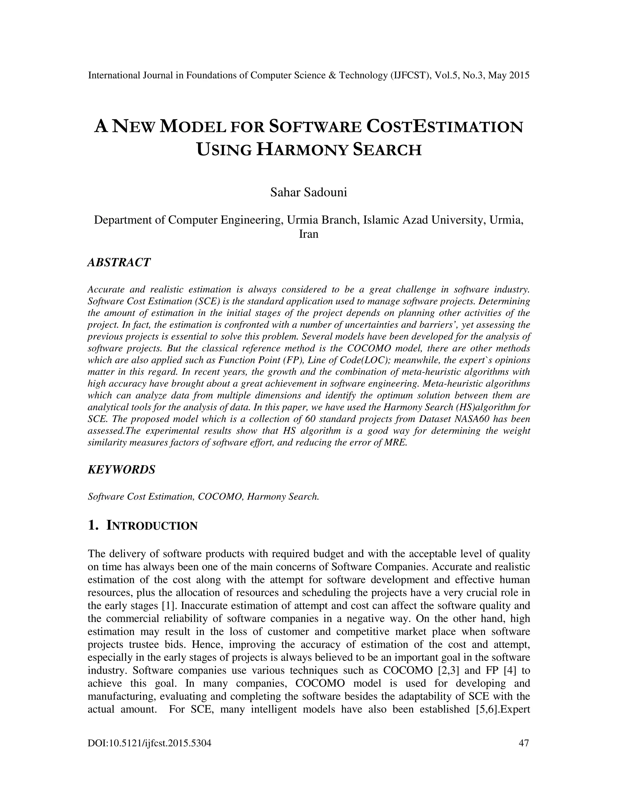 A New Model For Software Costestimation Pdf