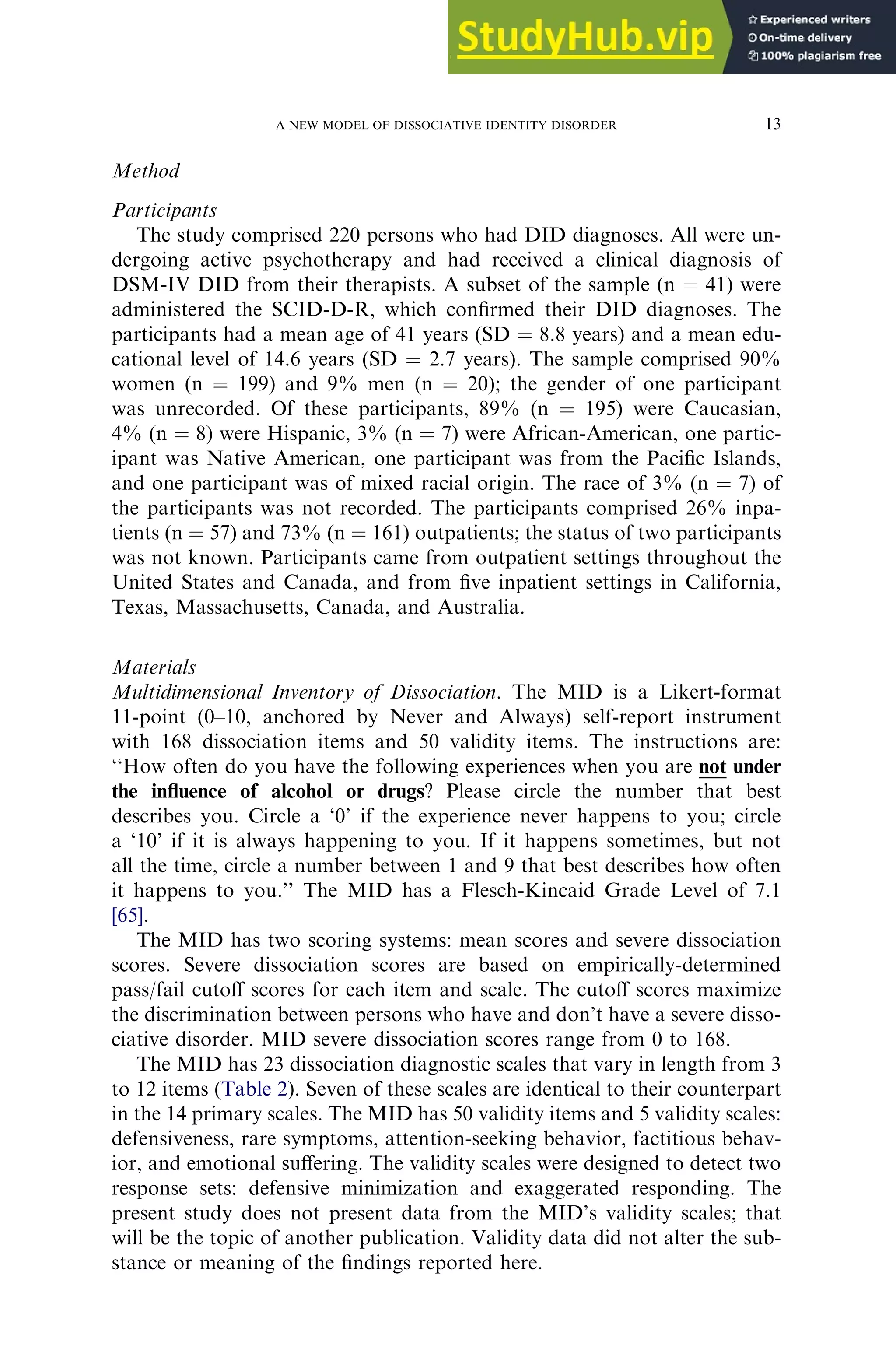 A New Model Of Dissociative Identity Disorder | PDF