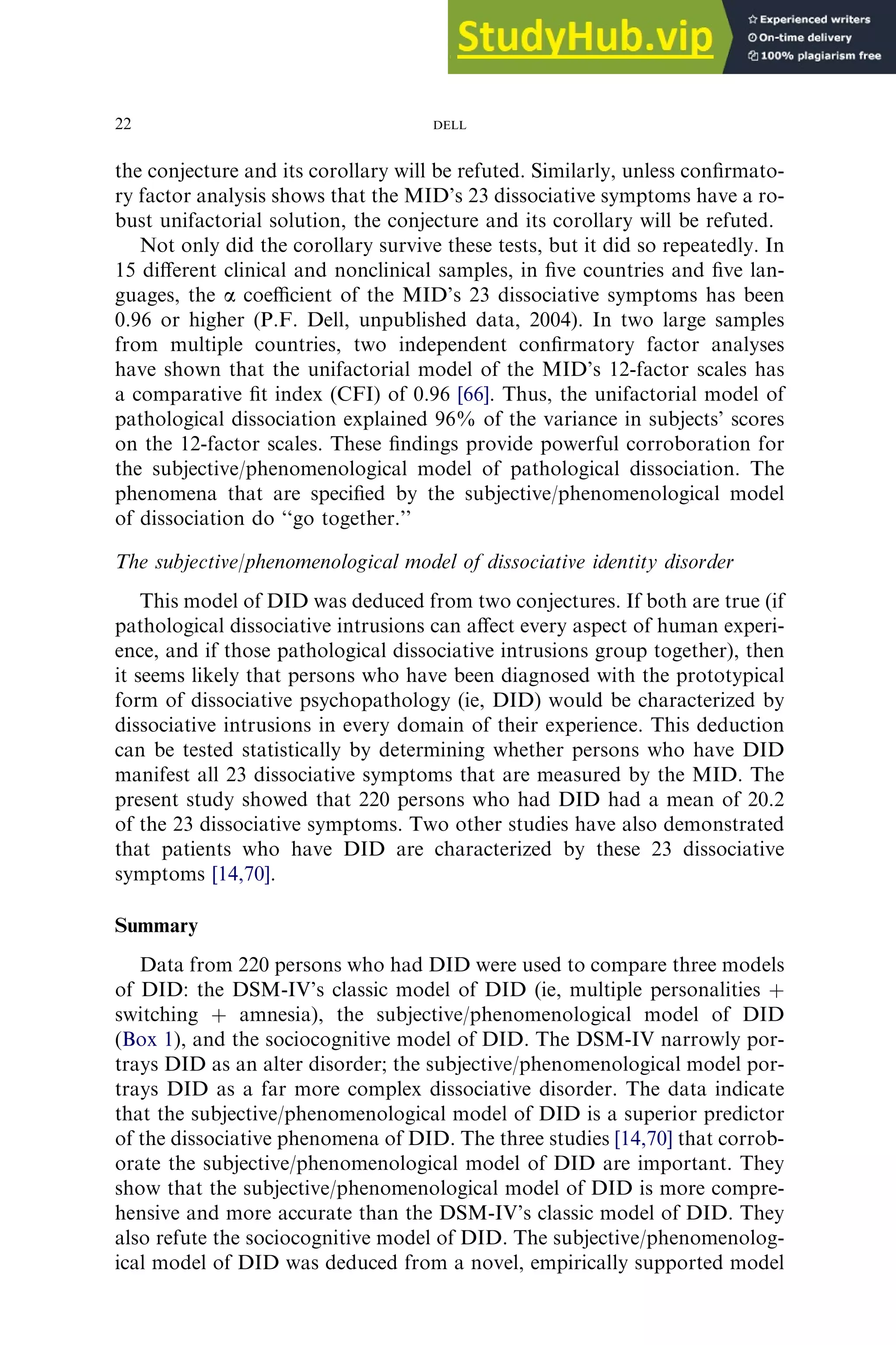 A New Model Of Dissociative Identity Disorder | PDF | Mental Health | Diseases and Conditions