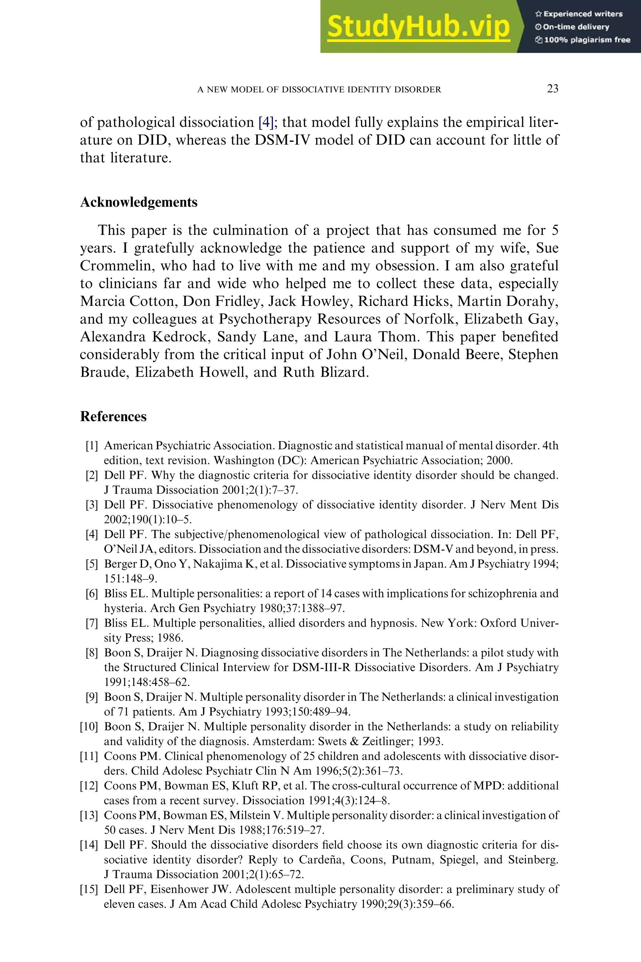 A New Model Of Dissociative Identity Disorder | PDF | Mental Health ...