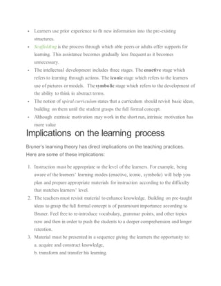 bruner theory in detail | DOCX