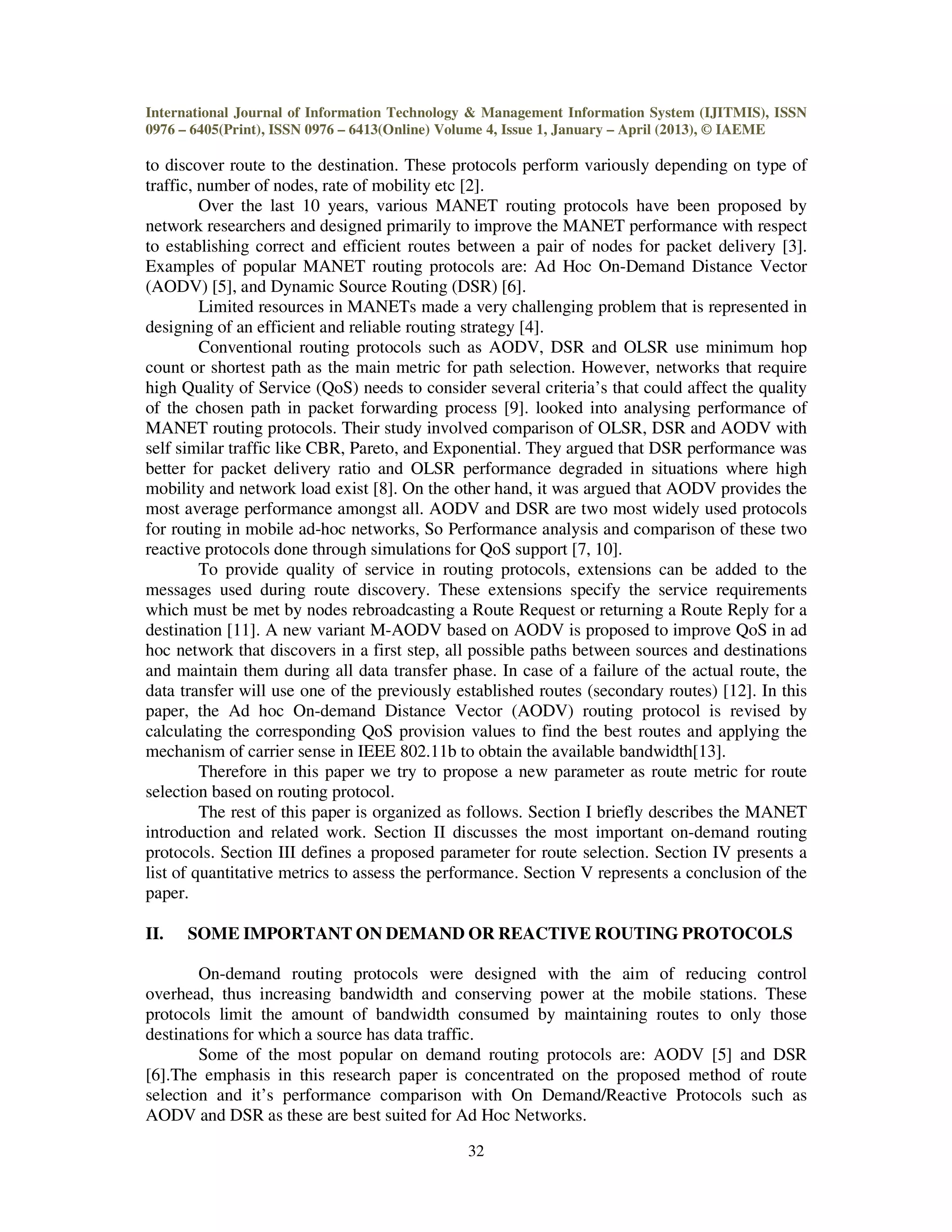 A new parameter proposed for route selection in routing protocol | PDF