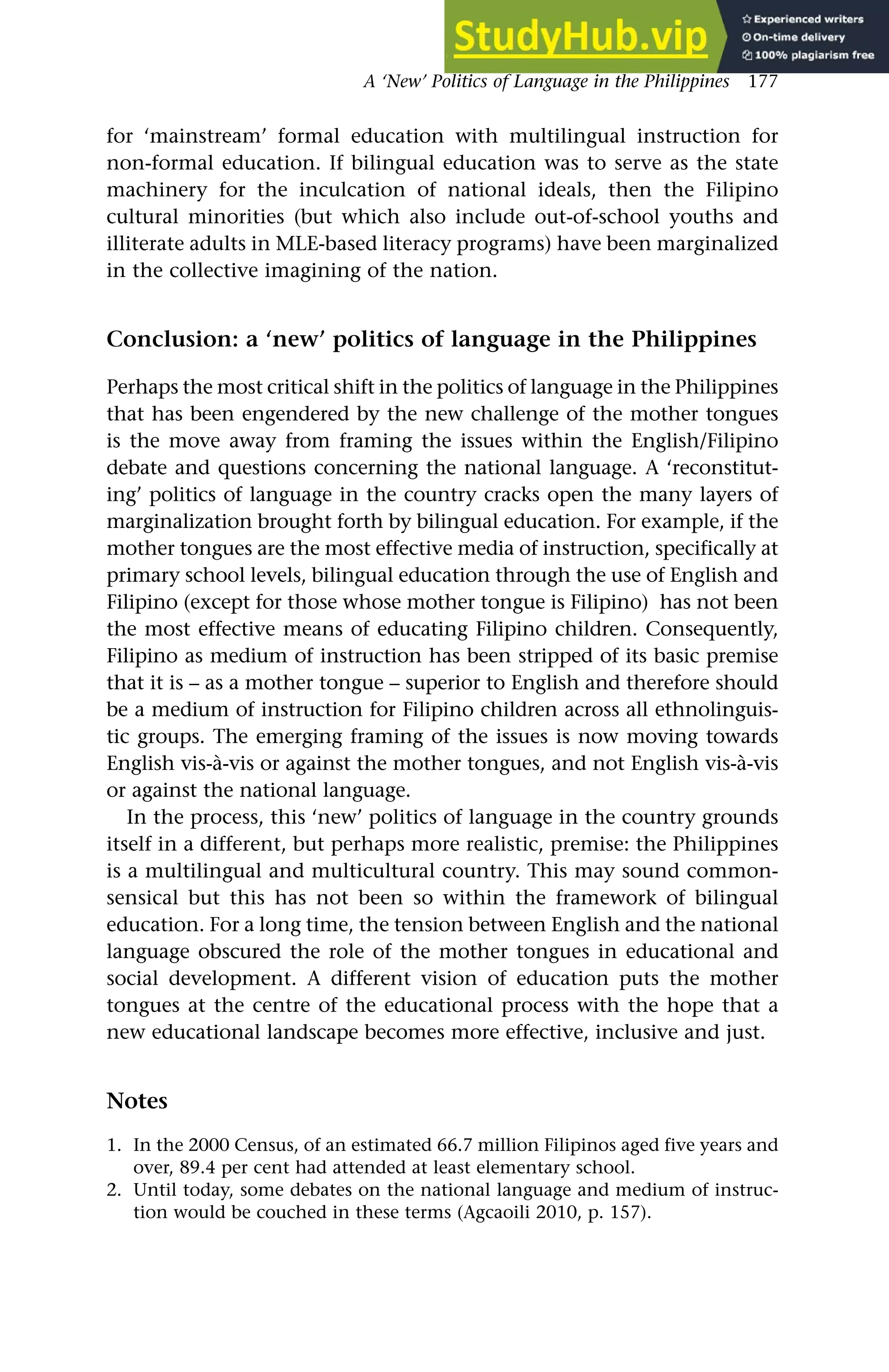 A New Politics Of Language In The Philippines Bilingual Education And ...