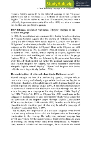 A New Politics Of Language In The Philippines Bilingual Education And ...