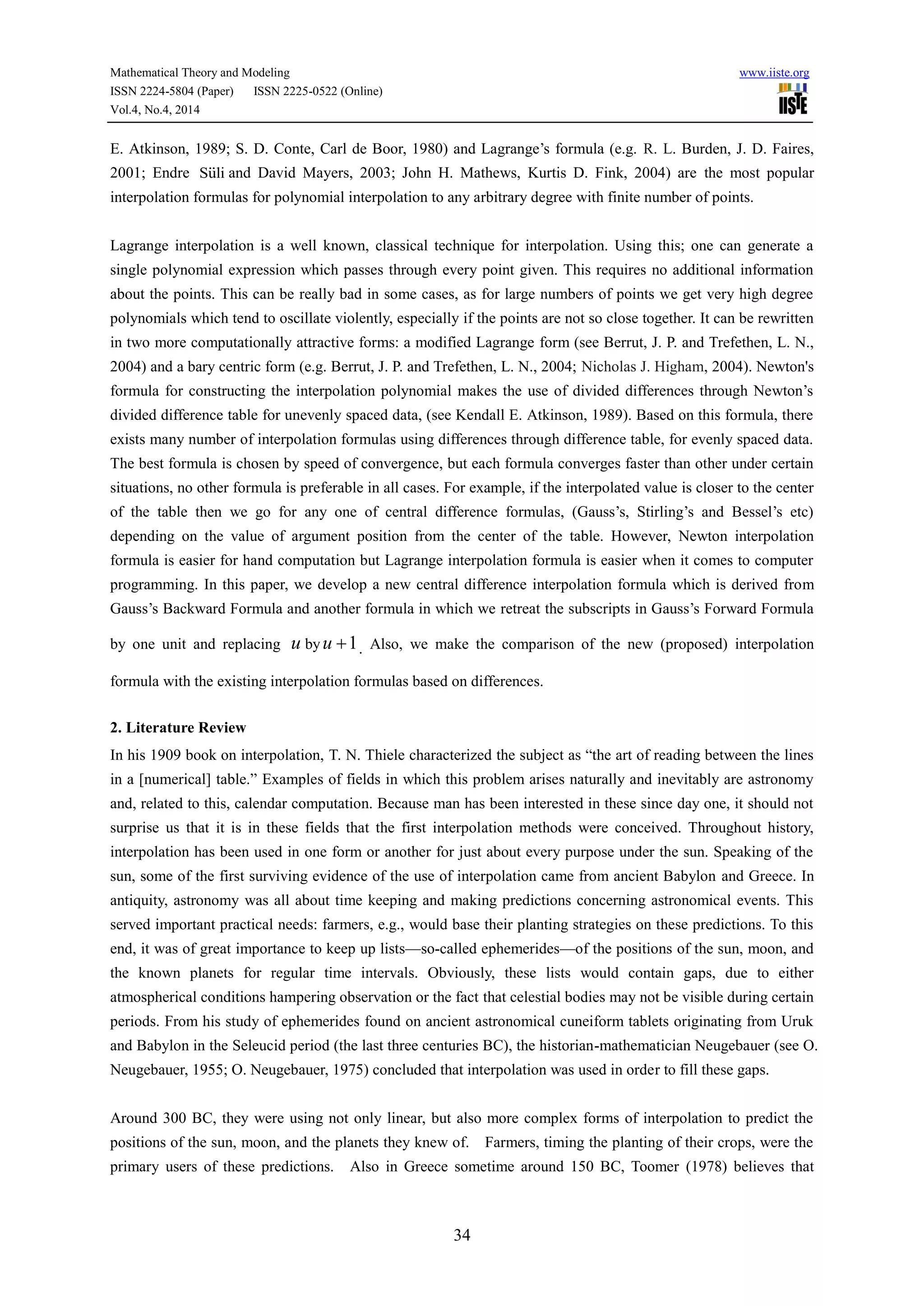 A new (proposed) formula for interpolation and comparison | PDF