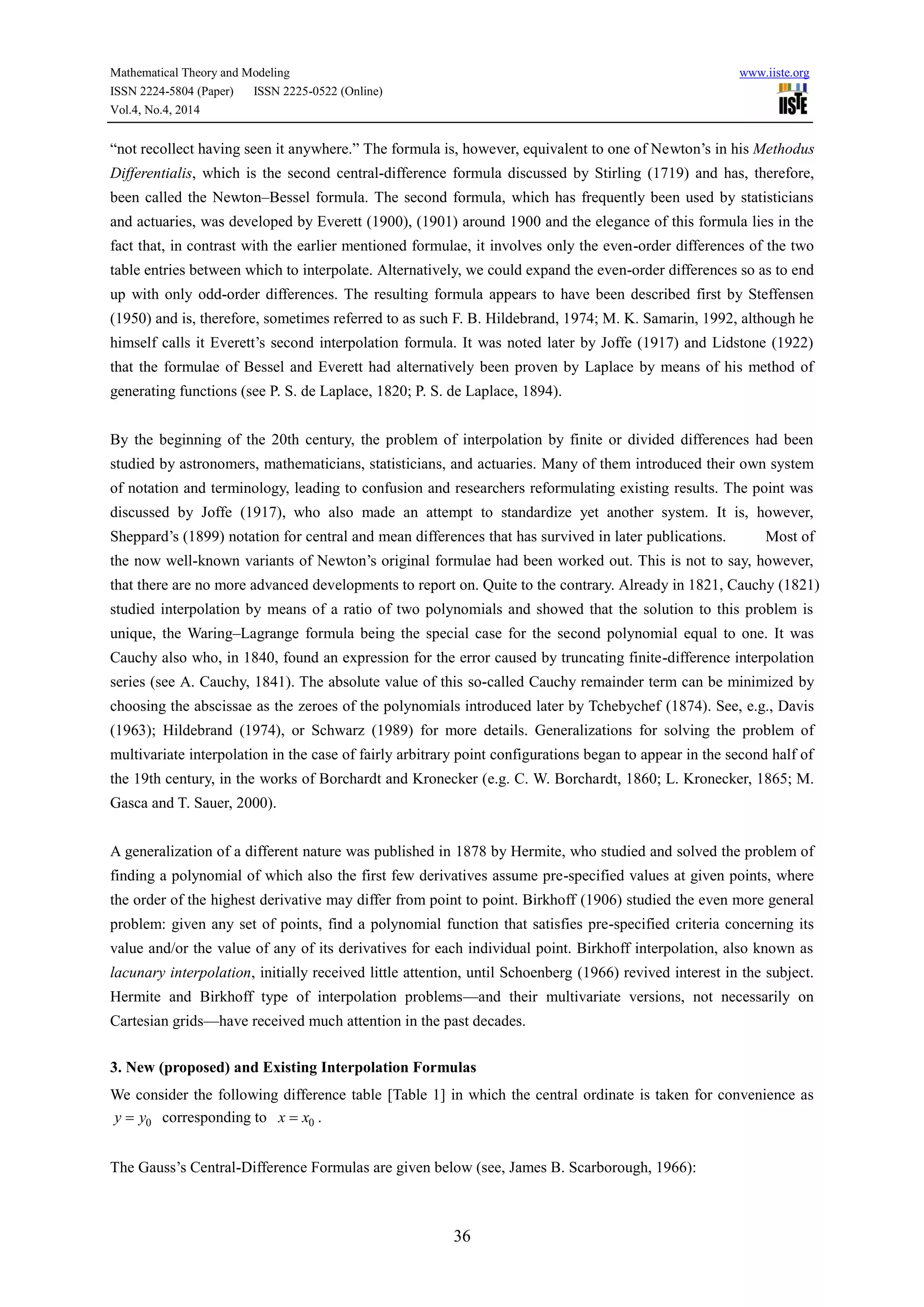 A New Proposed Formula For Interpolation And Comparison Pdf