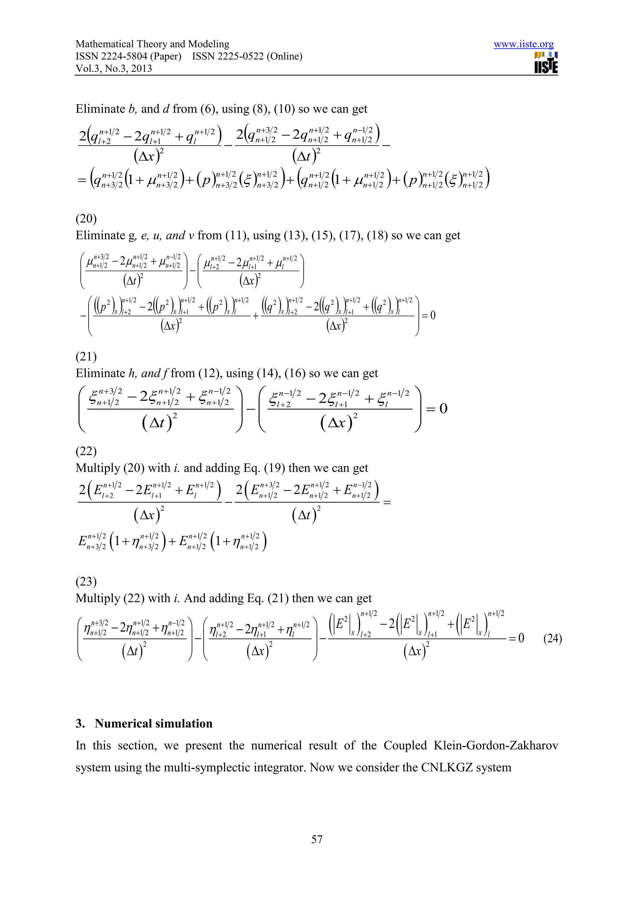 A New Six Point Finite Difference Scheme For Nonlinear Waves Interaction Model Pdf Physics