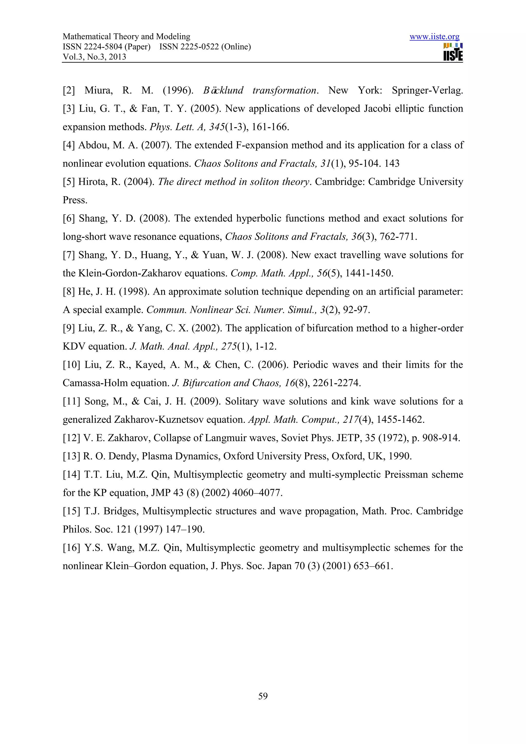 A New Six Point Finite Difference Scheme For Nonlinear Waves Interaction Model Pdf Physics