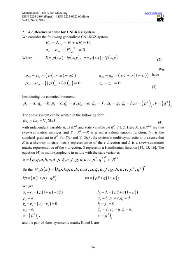 A new six point finite difference scheme for nonlinear waves interaction model | PDF | Physics ...