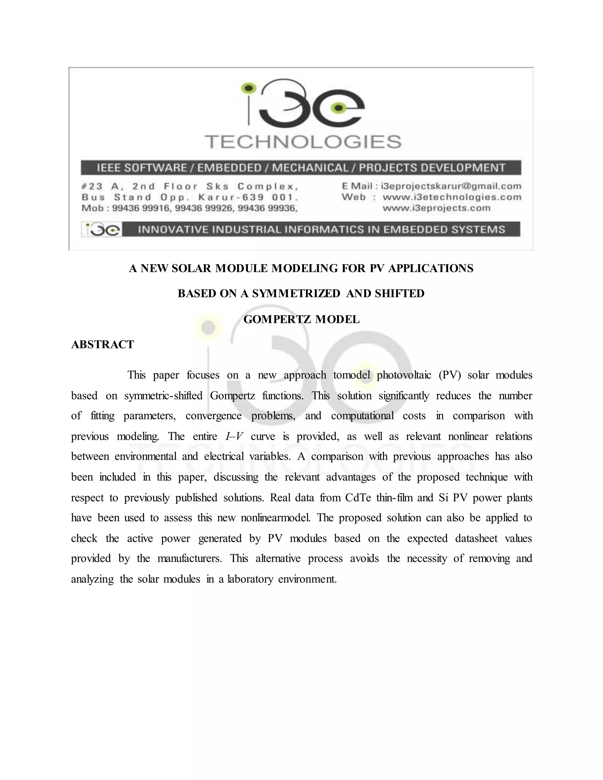 A New Solar Module Modeling For Pv Applications Based On A Symmetrized
