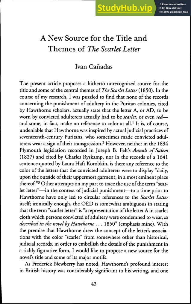 A New Source For The Title And Themes Of The Scarlet Letter | PDF ...